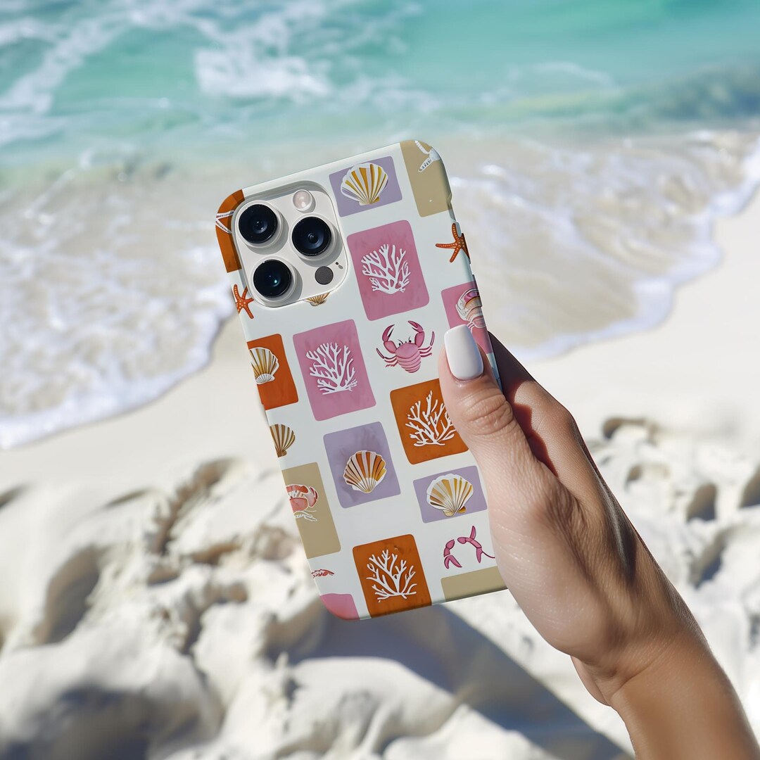 Coastal Beach Shells and Coral Phone Case, Tropical Coconut Girl ...