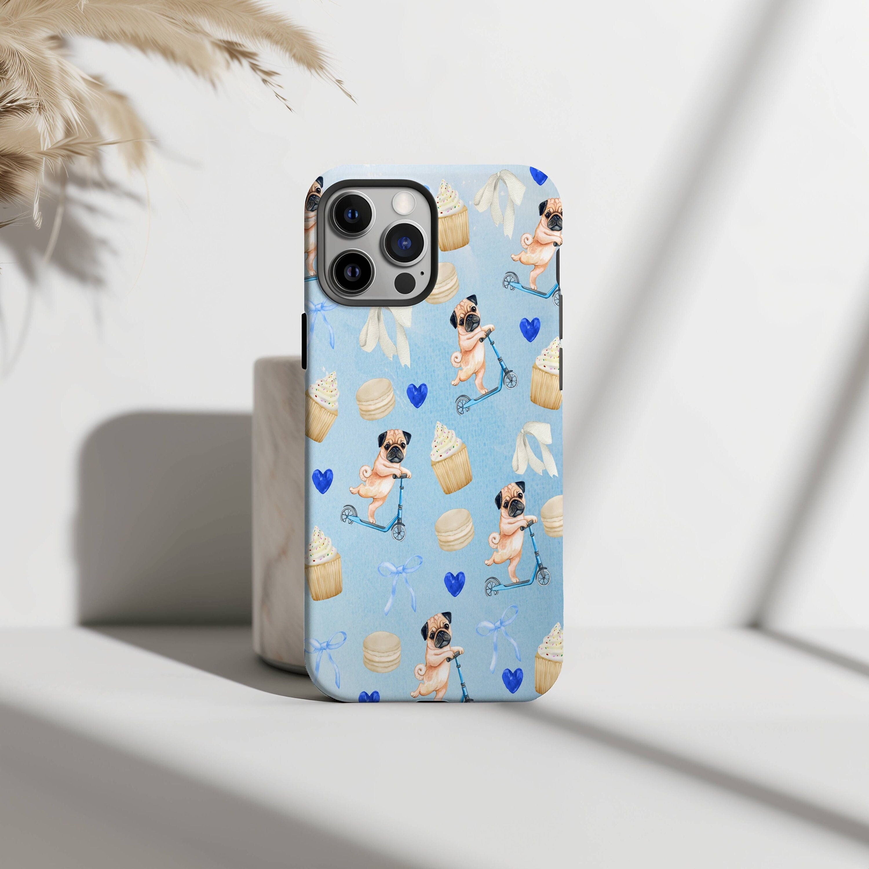 Blue Watercolor Pug Collage Phone Case, Puppy Phone Case, Dog Lover ...