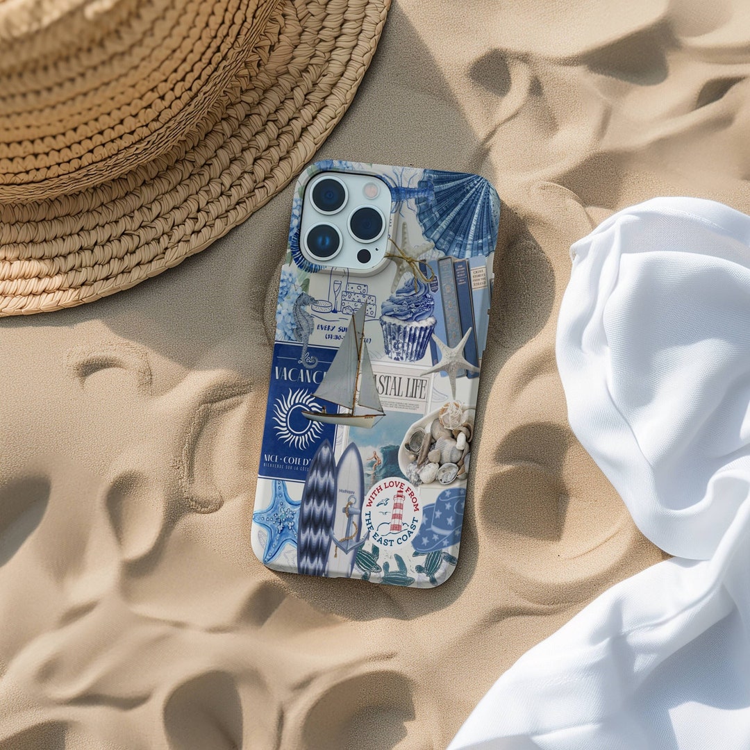 Blue Coconut Girl Coquette Collage Phone Case, Mermaid Core, Coastal ...