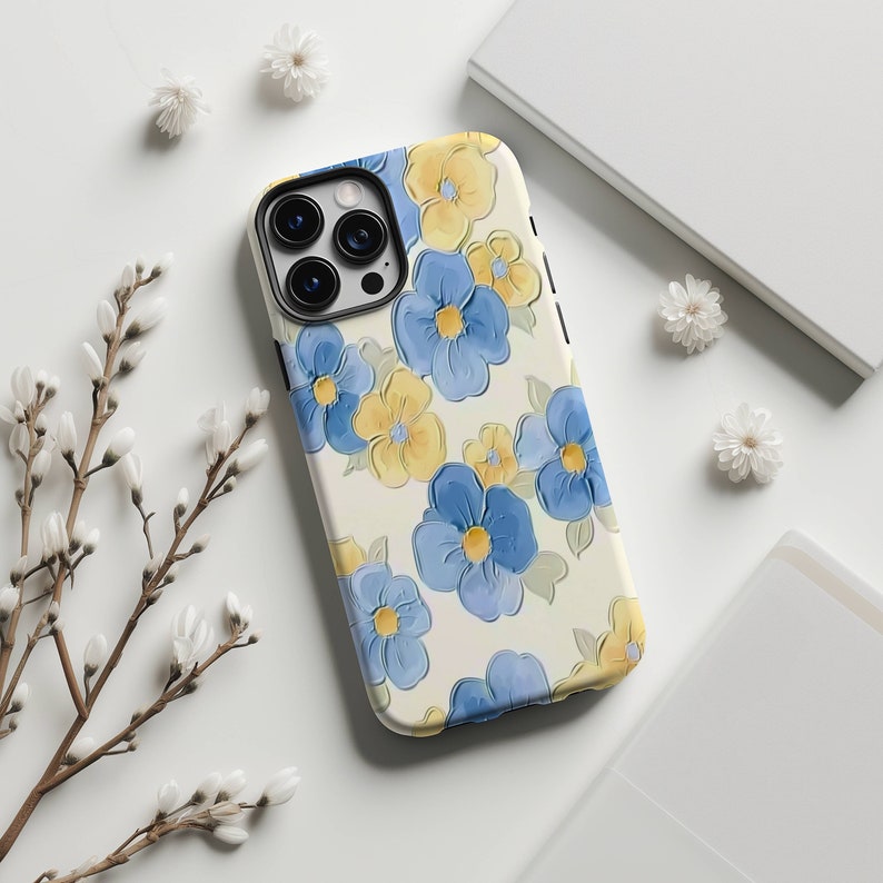 Pastel Floral Oil Painting Phone Case, Flower Phone Case, Spring Themed Case, iPhone 15 14 13 12 ...