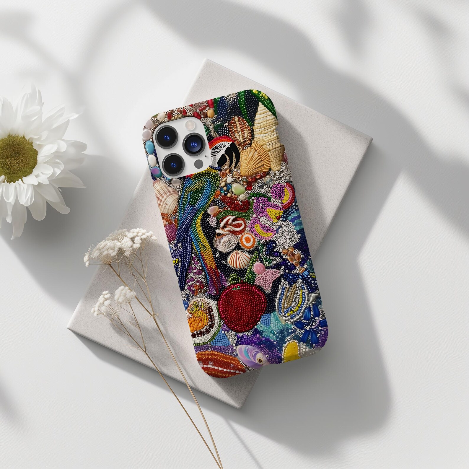 Vintage Tropical Parrot Mosaic Collage Phone Case, Mosaic Tiles Art ...
