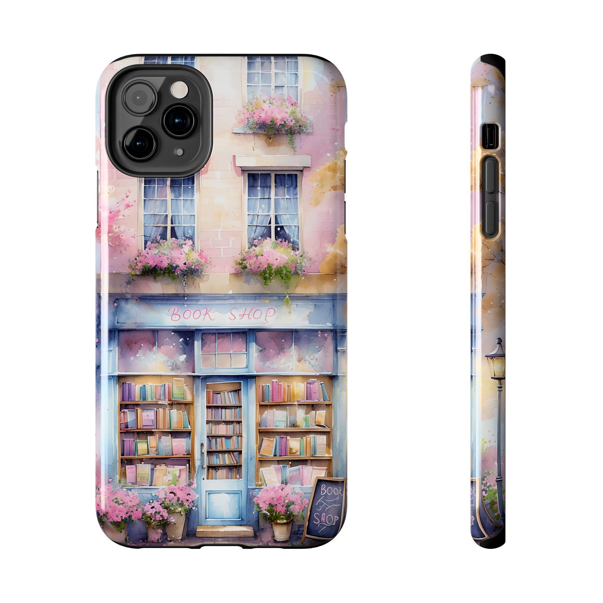 Coquette Girly Book Shop Phone Case, Bookish Merch, Watercolor Girly ...