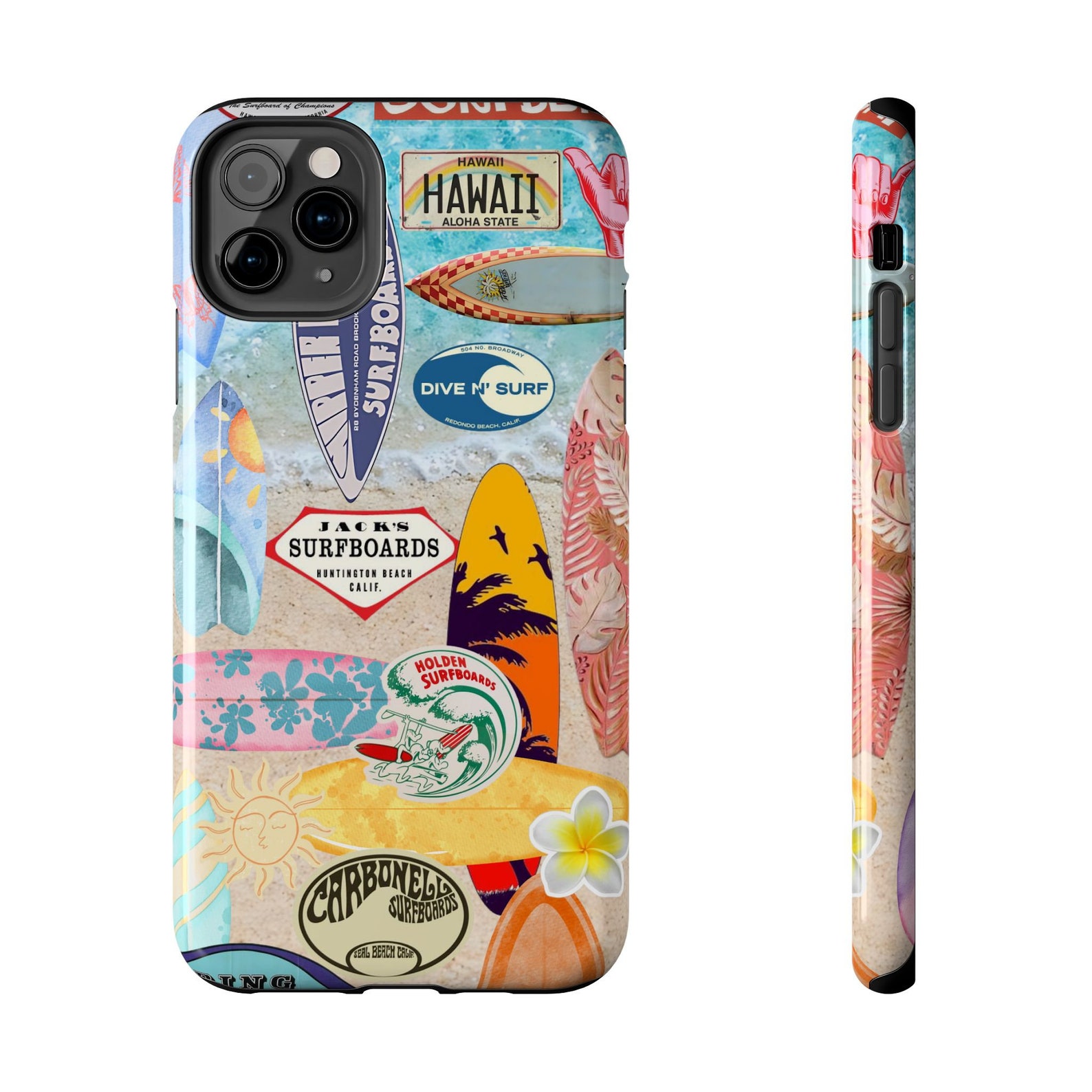 Beachy Surfboard Collage Phone Case, Coconut Girl, Surfer Girl ...