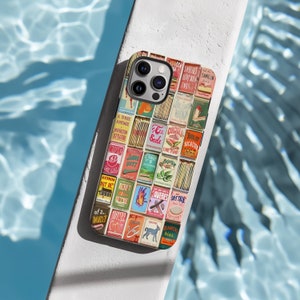 Vintage Matchbox Collage Phone Case, Retro Aesthetic, Matchbox Print ...