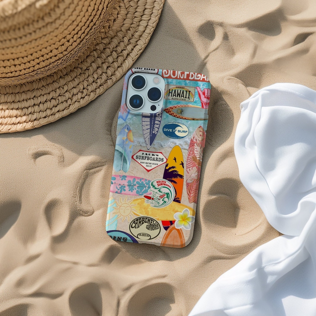 Beachy Surfboard Collage Phone Case, Coconut Girl, Surfer Girl ...
