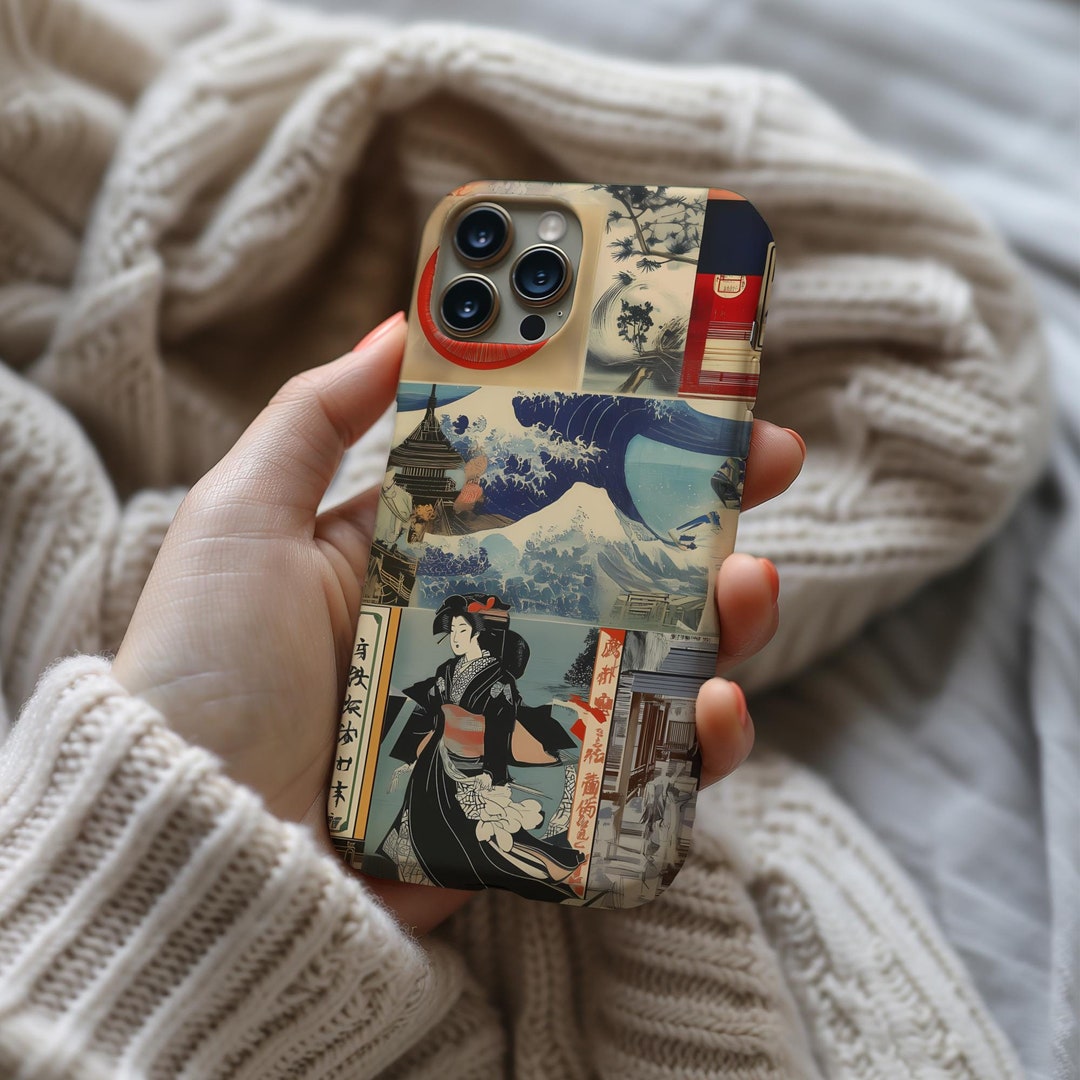 Vintage Japanese Collage Phone Case, Anime Phone Case, Traditional ...