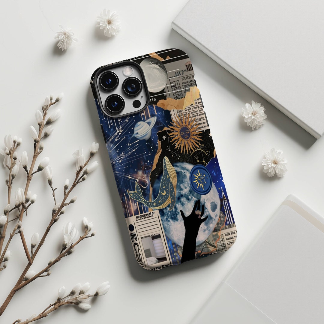 Celestial Book Collage Phone Case, Book Lover Phone Case, iPhone 15 14 ...
