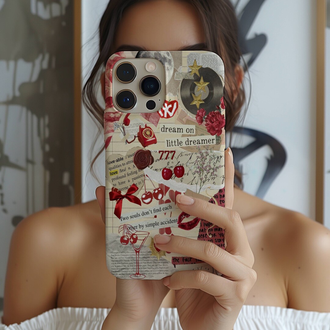 Vintage Cherry Coquette Collage Phone Case, Renaissance Grunge Phone ...