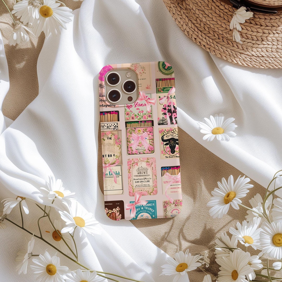 Floral Coquette Vintage Matchbox Collage Phone, Preppy Aesthetic, Soft ...