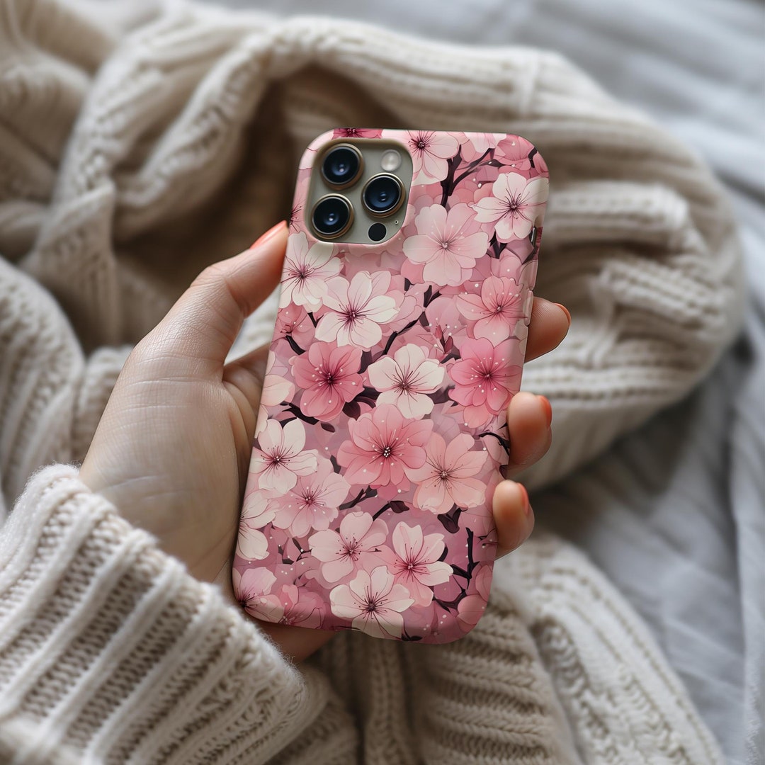 Japanese Wateecolor Cherry Blossom Phone Case, Girly Floral Phone Case ...