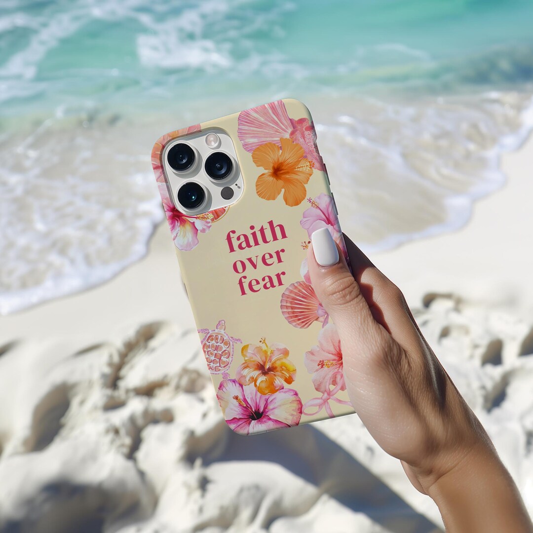Faith Over Fear Christian Hibiscus Floral Phone Case, Cute Religious ...