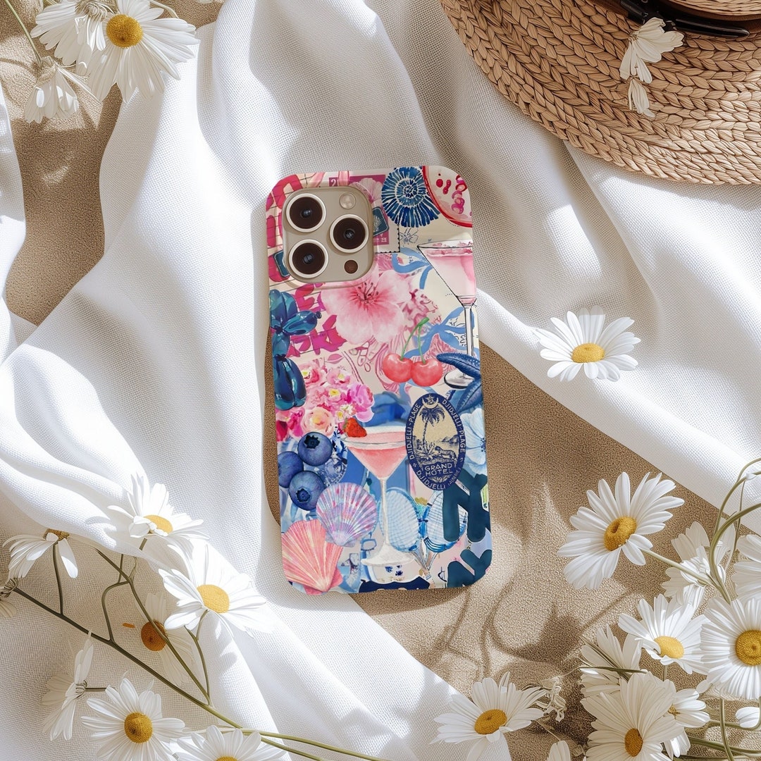 Vintage Girly Coastal Coquette Collage Phone Case, Preppy Cute Cherry ...