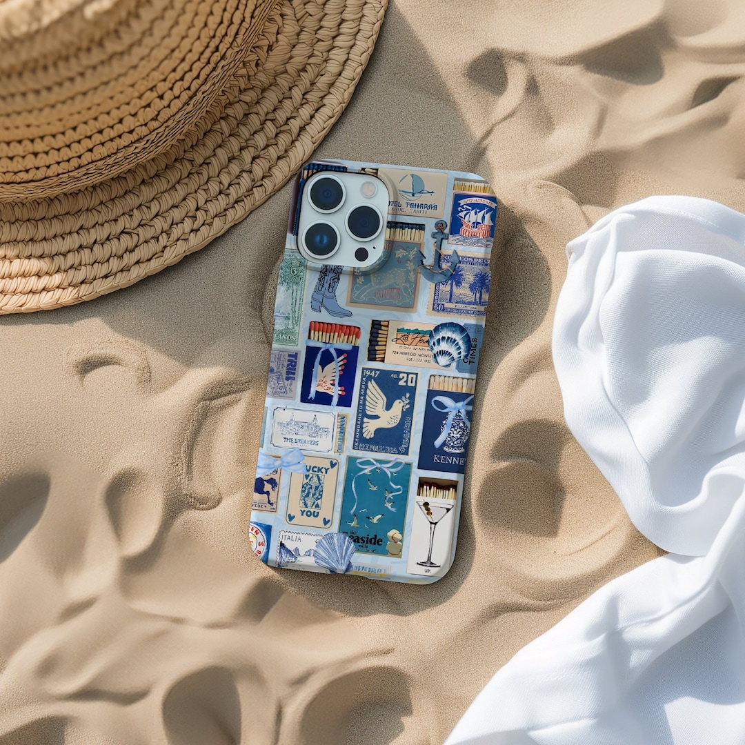 Blue Coquette Vintage Matchbox Collage Phone Case, Preppy Aesthetic ...