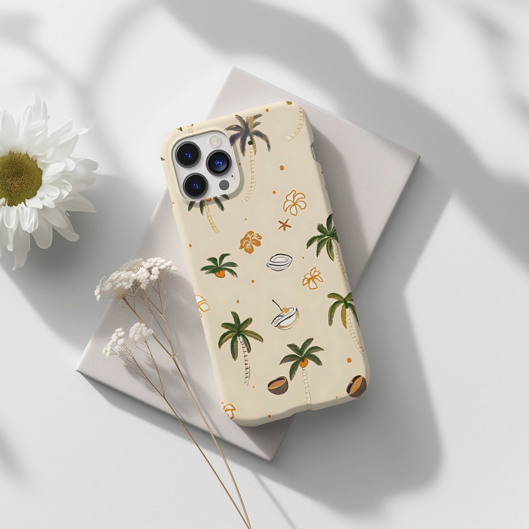 Beachy Coconut Girl Phone Case, Summer Phone Case, Palm Tree Print ...