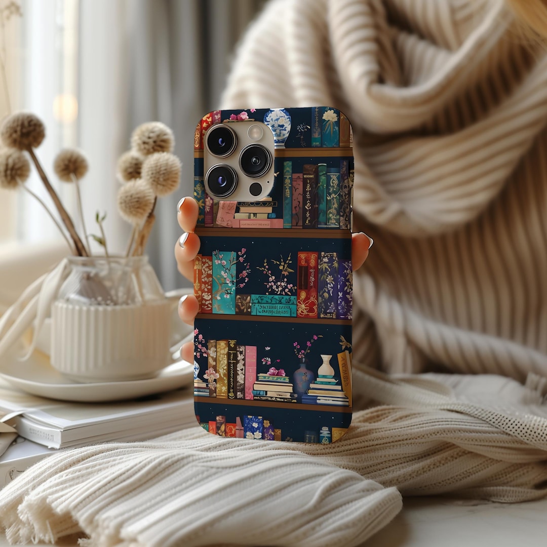 Vintage Chinoiserie Book Case Phone Case, Bookish Merch, Floral Book ...