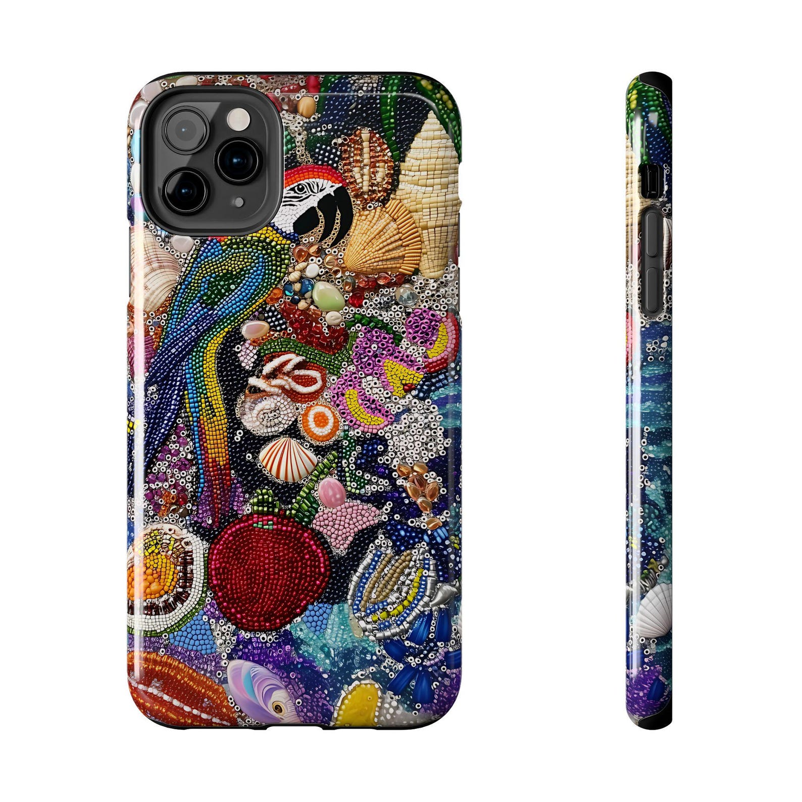 Vintage Tropical Parrot Mosaic Collage Phone Case, Mosaic Tiles Art ...