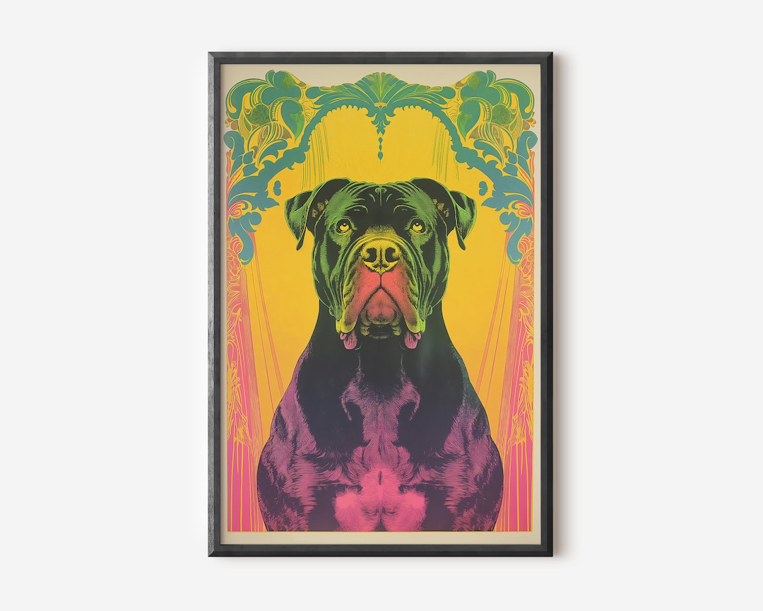 Cane Corso Art Print, Art Nouveau Dog Portrait, Bold & Stylized Pet ...