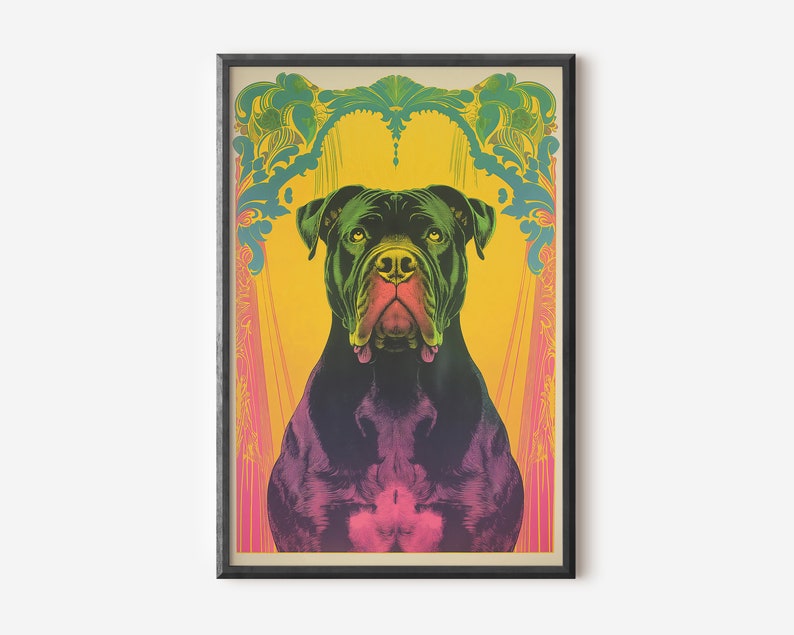 Cane Corso Art Print, Art Nouveau Dog Portrait, Bold & Stylized Pet ...