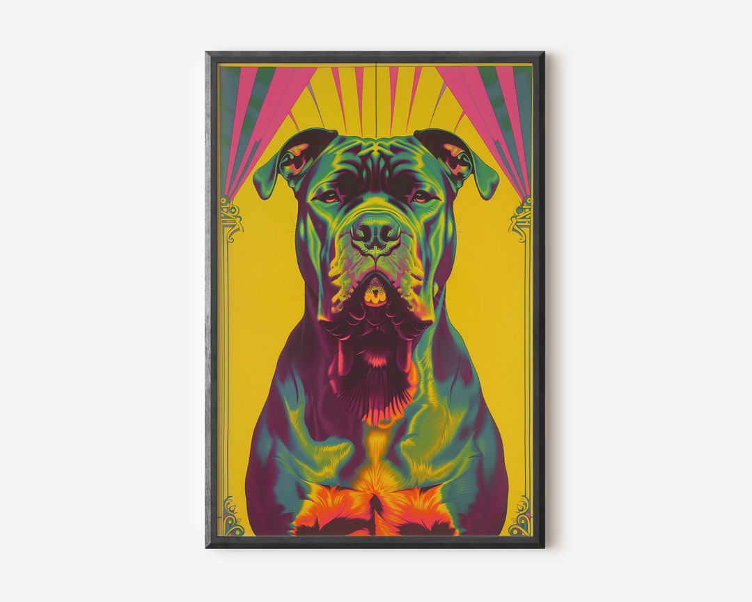 Dynamic Cane Corso Digital Art Print, Art Nouveau Fusion, Vivid Canine ...