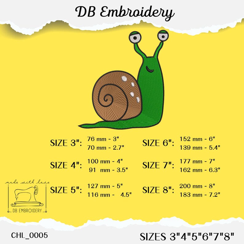 Snail Embroidery Design, Instant Download, Multi Format, PES, DST ...