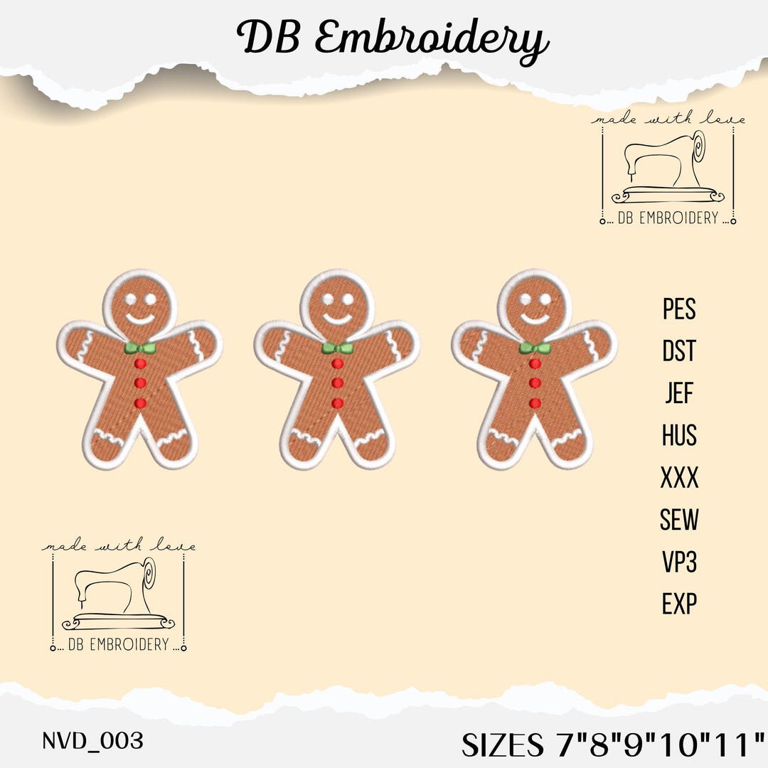 Gingerbread Man Embroidery Design Christmas Machine Embroidery Pattern ...