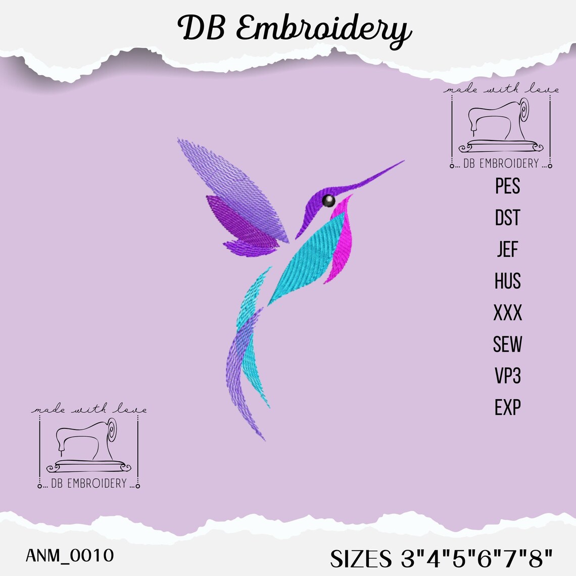 Hummingbird Embroidery Design, Instant Download, Multi Format, PES, DST ...