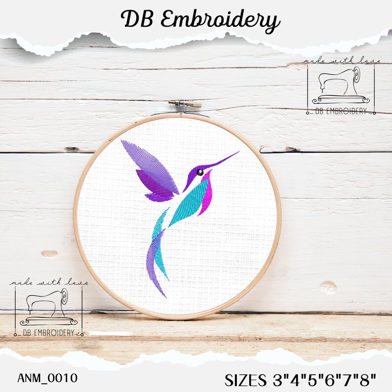 Hummingbird Embroidery Design, Instant Download, Multi Format, PES, DST ...