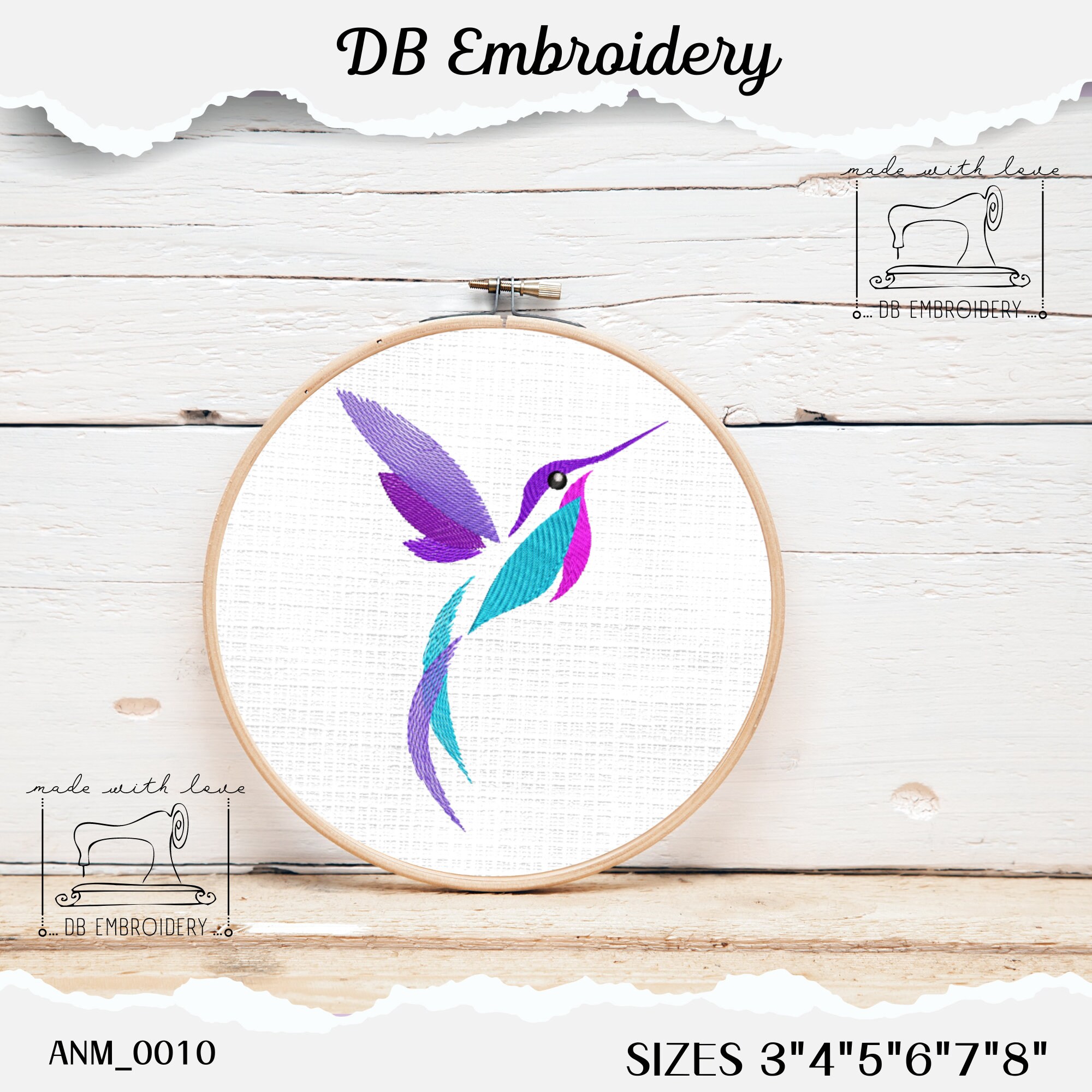 Hummingbird Embroidery Design, Instant Download, Multi Format, PES, DST ...