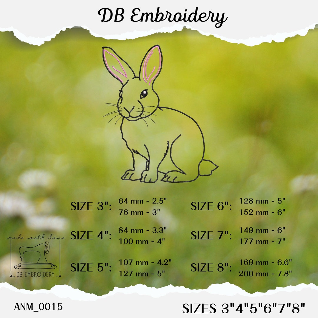 Bunny Outline Embroidery Design: Multiple Sizes (PES, DST, JEF) - Etsy
