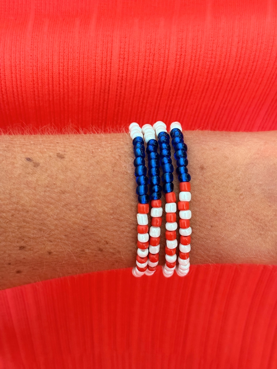 Memorial Day, USA, 4th of July Bracelets, Summer, Beaded Bracelets ...