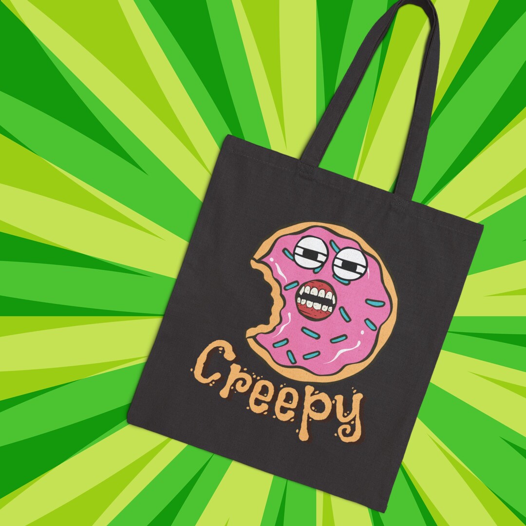 Creepy Donut Cotton Canvas Tote Bag, Weirdcore Bakery Grocery Bag - Etsy