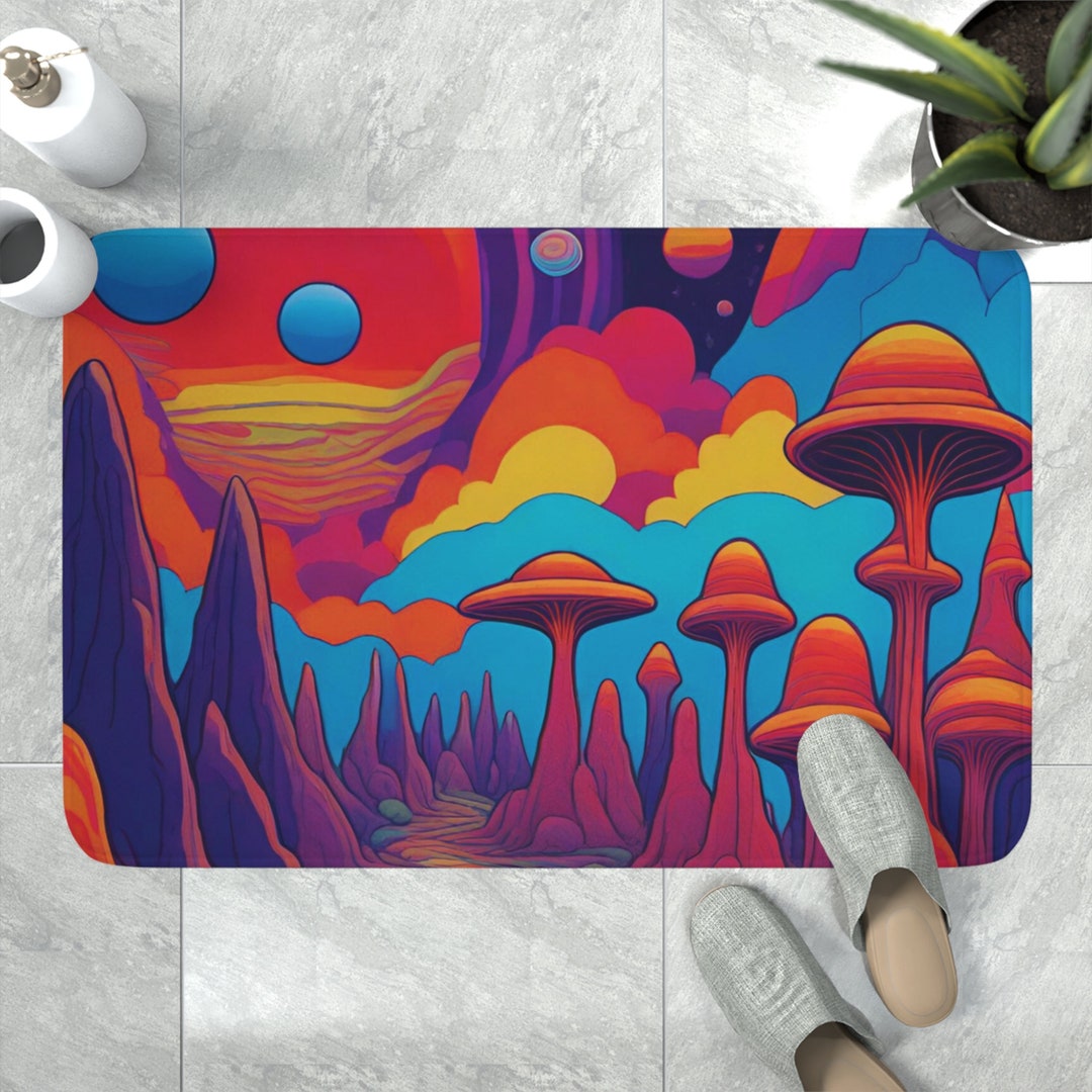 Trippy Alien Landscape Bath Mat Soft Microfiber Anti-slip Bathroom ...