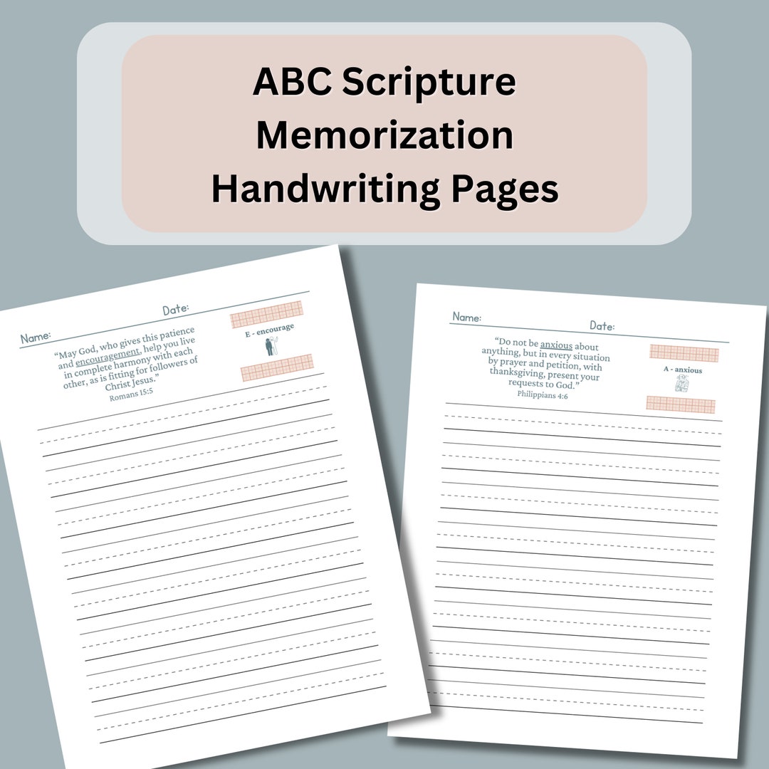 ABC Scripture Handwriting Practice Sheets - Etsy