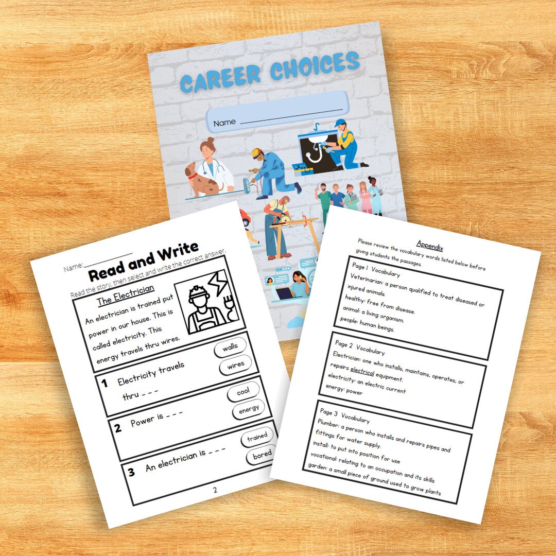 A Digital Download of Twelve Career Choices Passages Suitable for First ...