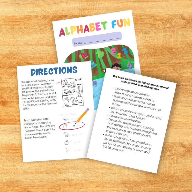 Alphabet Fun Activity Booklet Digital Format for Coloring and Tracing ...