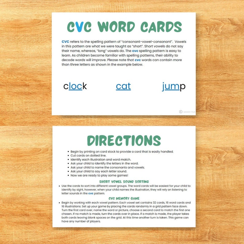 CVC Word Cards With Matching Illustrations 80 Word Cards 80 Matching ...
