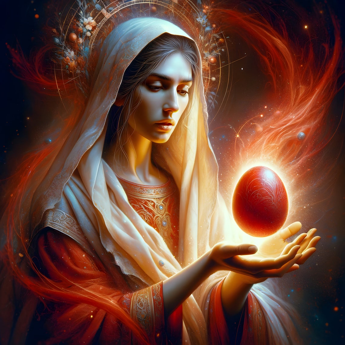 Mary Magdalene Cosmic Egg | Divine Feminine Painting | Modern Bible ...