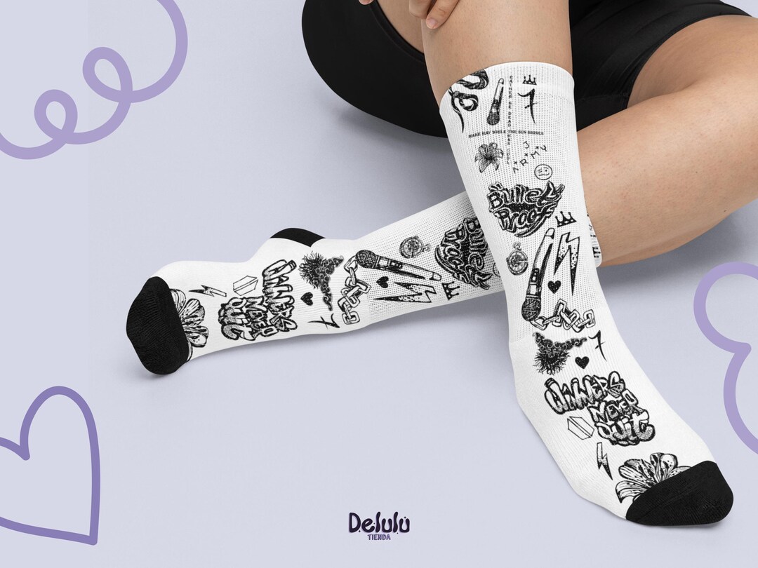 Bts Jungkook Tattoos Socks Bts Socks Kpop Fan Gift Novelty Crew Socks ...