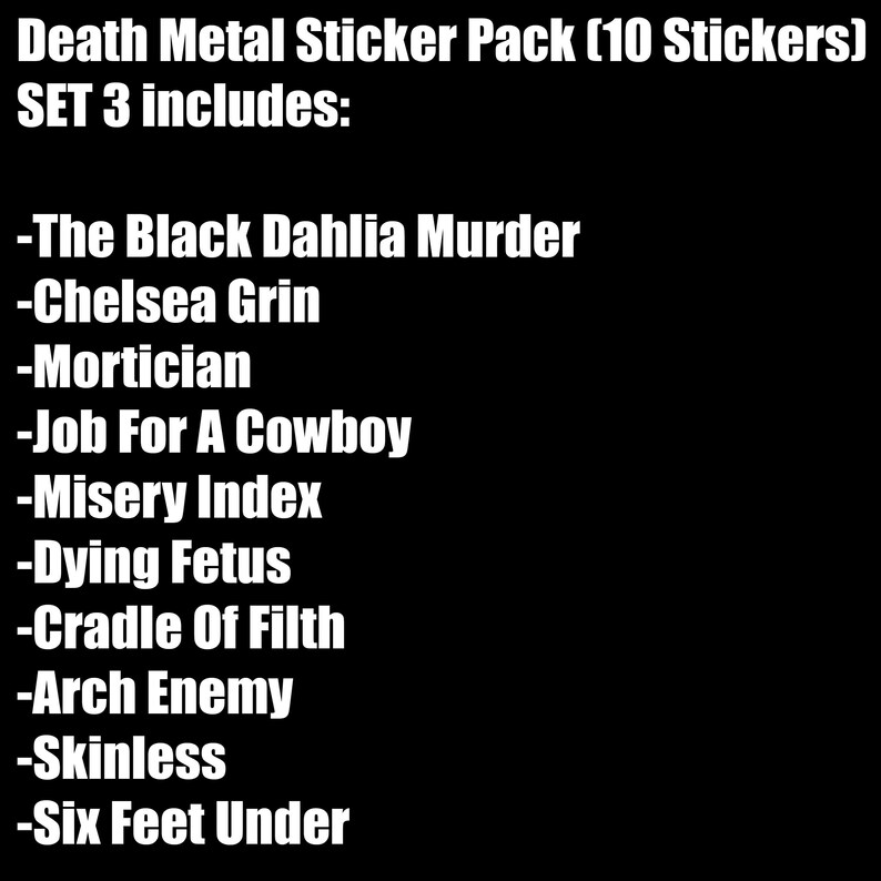 Death Metal Sticker Pack 10 Stickers Set 3 - Etsy
