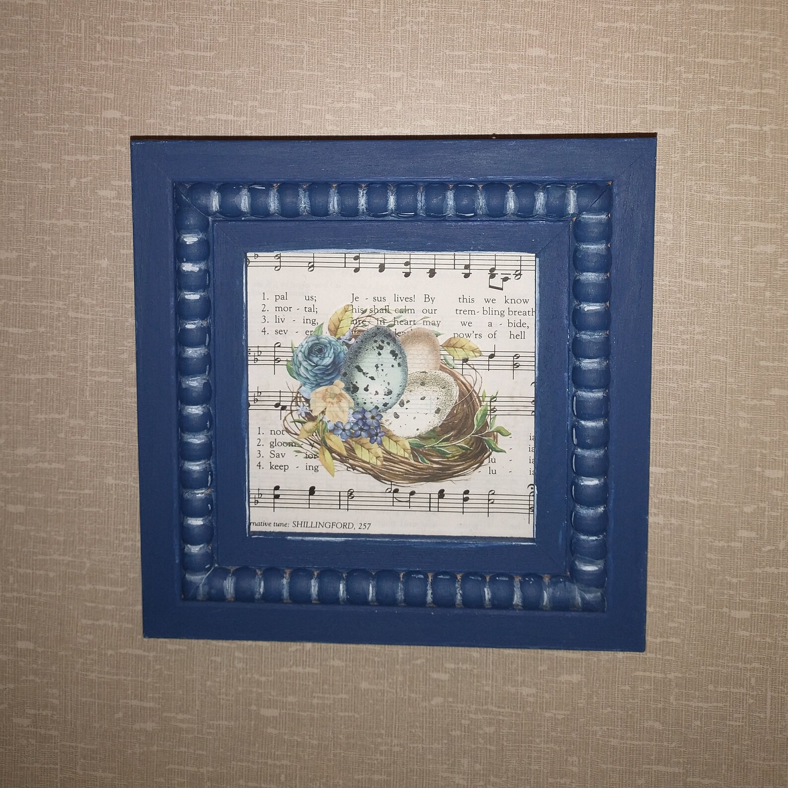 Unique Christian Art Framed Hymn Print With Bird Nest Handmade Home ...