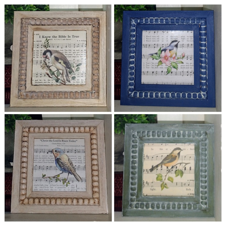 Unique Christian Art Framed Hymn Print With Bird Nest Handmade Home ...