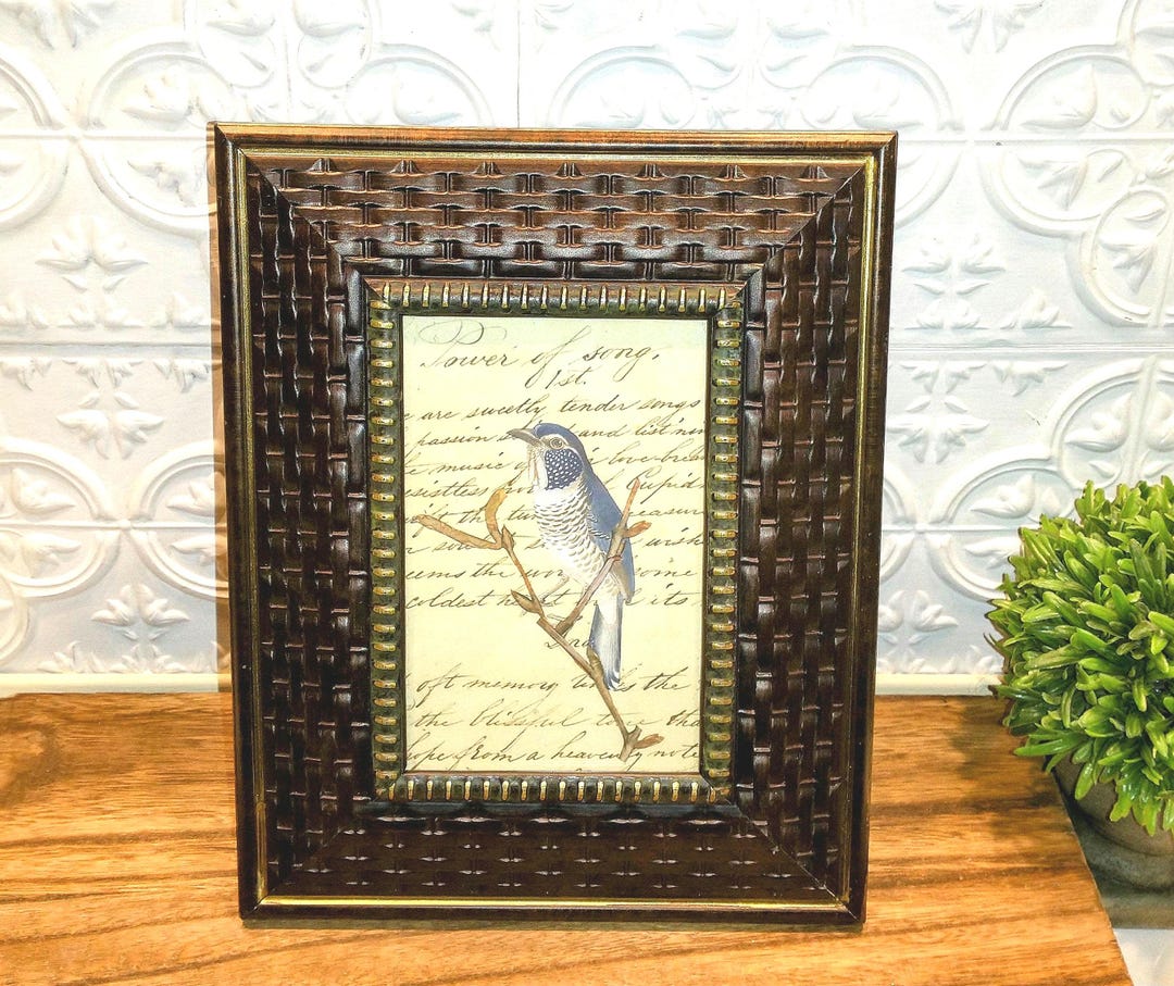 Vintage Poem With Blue Bird Art, Framed Bird Art for Farmhouse Wall ...