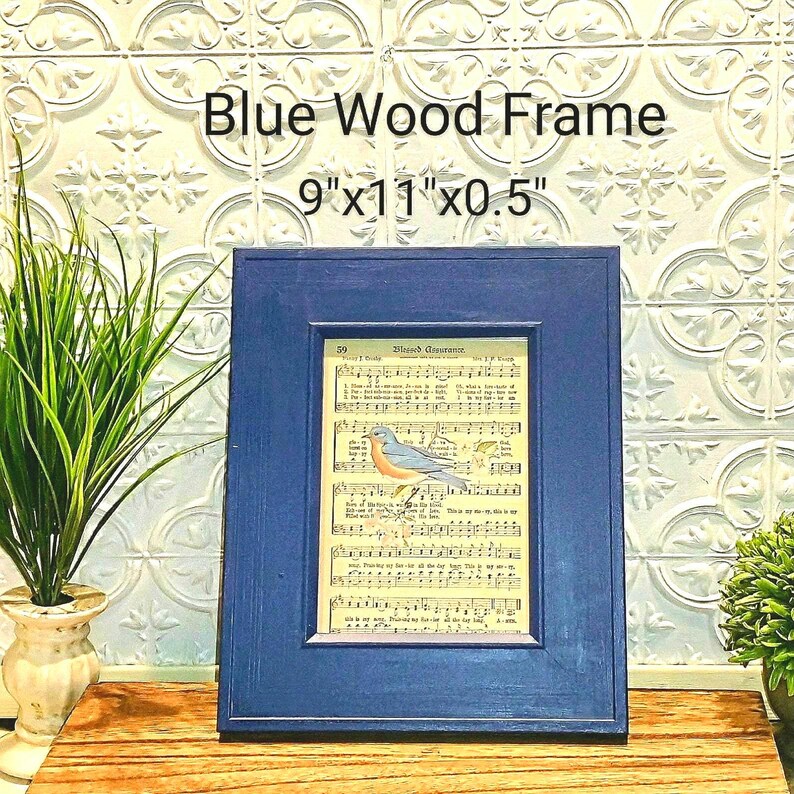 Blue Bird Hymn Art With Pink Flowers, Blessed Assurance Decor Items ...