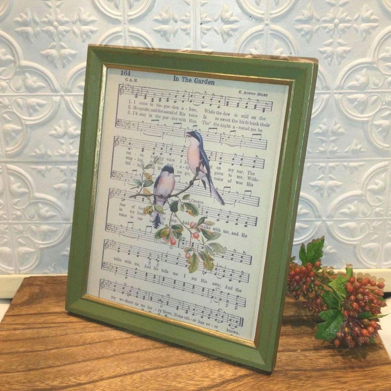 Hymn Art With Bluebirds in Cherry Tree: in the Garden, Cottagecore ...