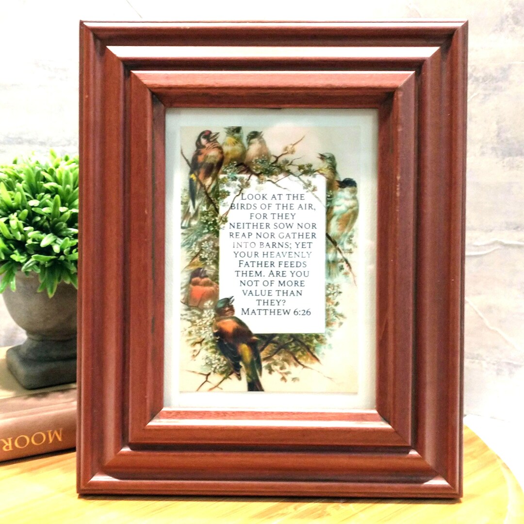 Bible Verse Wall Art With Birds & Flowers for Christian Home Decor ...
