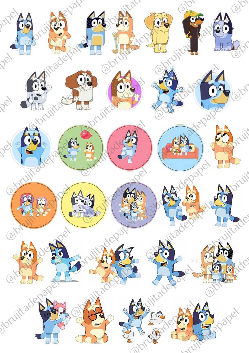 100 BLUEY Stickers PNG and PDF - Etsy Australia