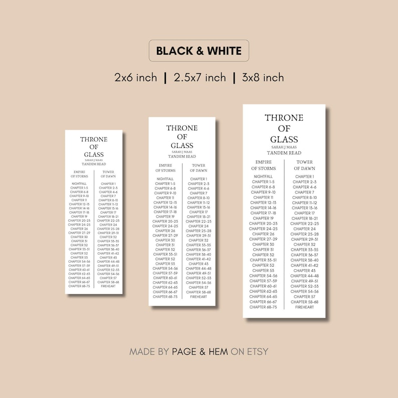 Throne of Glass Tandem Read Bookmark Printable, Reading Guide Bookmark ...