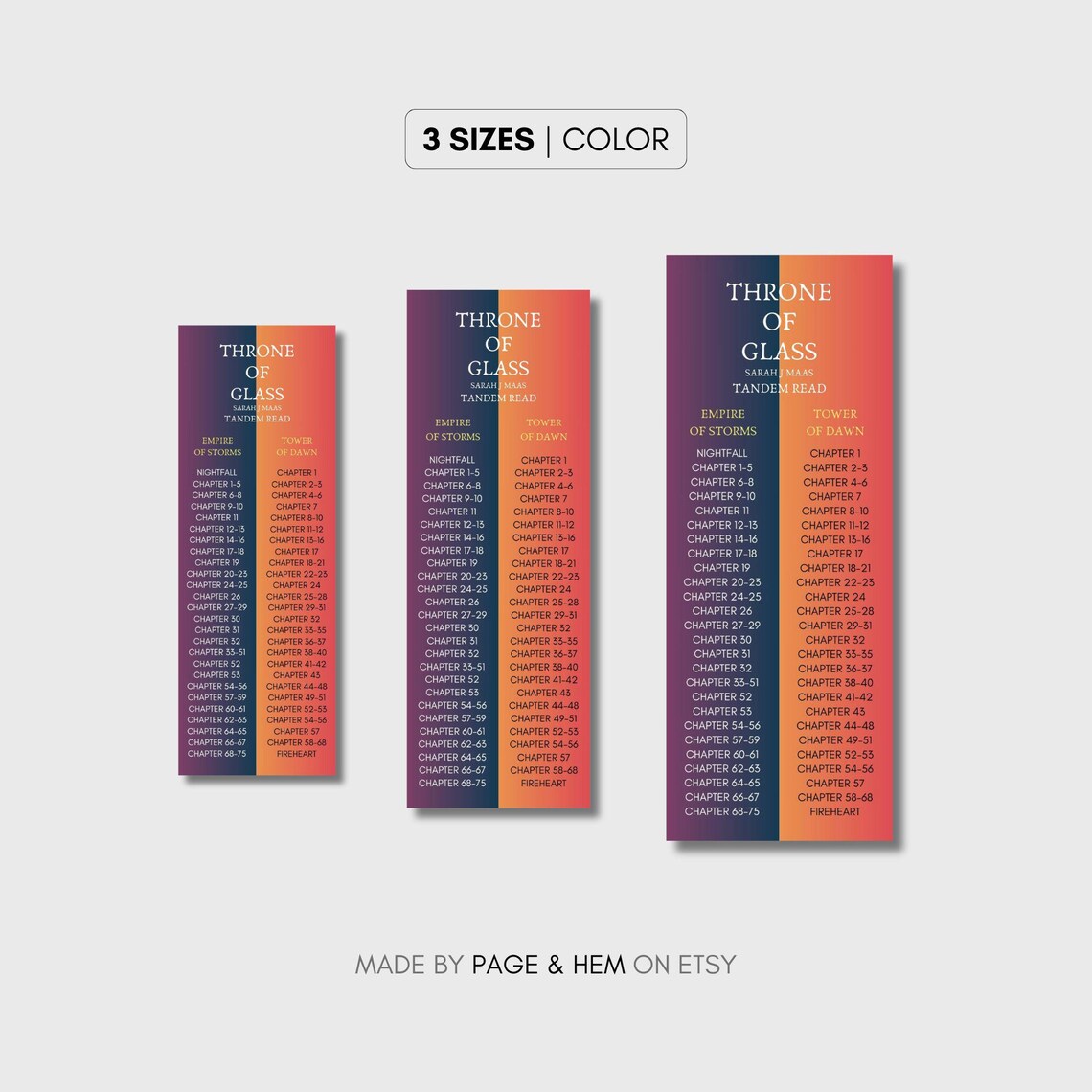 Throne of Glass Tandem Read Bookmark Printable, EOS Empire of Storms, TOD Tower of Dawn, Sarah J ...