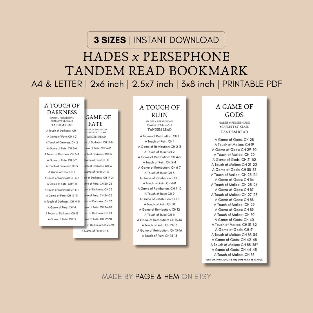 Hades X Persephone Bookmark Printable, Tandem Read Bookmark, Hades X ...