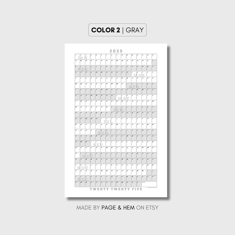 2025 & 2026 Full Year Calendar Printable, 365 Day Calendar, Wall ...
